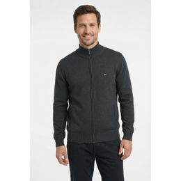 Fynch-Hatton Herren Strickjacke, grau, Gr. S, unifarben, Strick, Obermaterial: 100% Baumwolle, Strickjacken, bequeme Passform, mit Stehkragen, mit