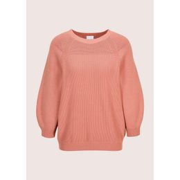 Madeleine Mode MADELEINE Damen Longpullover "Strickpullover Zeitloser Baumwollpullover mit Perlfang-Muster", rosa, Modern, Gr. 44, Obermaterial: 100% Baumwolle CO.,