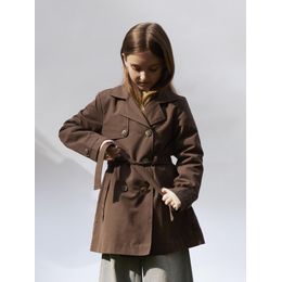 name it M&auml;dchen Trenchcoat "NKFMADELIN TRENCH COAT NOOS"chocolate braun, Gr. 134, unifarben, Web, Obermaterial: 85% Polyester, 15% Baumwolle, M&auml;ntel