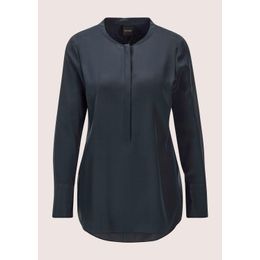 Madeleine Mode MADELEINE Damen Hemdbluse "Seidenhemd Luxuri&ouml;se Bluse mit kragenlosem Design", blau, Modern, Gr. 46, Obermaterial: 100% Seide silk., Blusen