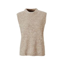 GOLDNER Damen Rundhalspullover "Edler Rippstrick Pullunder, Stehkragen", beige, Gr. 42, Obermaterial: 76% Polyester PES. 15% Polyamid PA. 6%