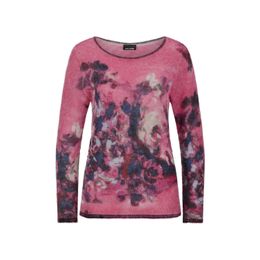 GOLDNER Damen Rundhalspullover "Kurzgr&ouml;&szlig;e Wollpullover floral, U-Boot-Ausschnitt", pink, Modisch, Gr. 24, Obermaterial: 53% Alpaka WP. 30% Polyamid