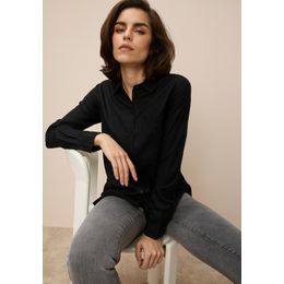 Tamaris Damen Hemdbluse "mit lockerem Schnitt, aus flie&szlig;ender Viskose-Qualit&auml;t", schwarz, Gr. 36, unifarben, Web, Obermaterial: 100% Viskose, Blusen,