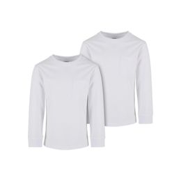 Longsleeve Urban Classics "Urban Classics Boys Heavy Oversized Pocket Longsleeve 2-Pack", M&auml;dchen, Gr. 134/140, wei&szlig; wei&szlig;, 100% Baumwolle, unifarben, oversize, Rundhals, Shirts
