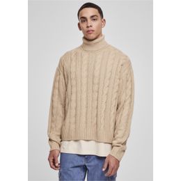 Urban Classics Herren Rundhalspullover "Urban Classics Herren Boxy Roll Neck Sweater", beige, Gr. L, unifarben, 100% Polyacryl, Pullover
