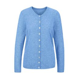 GOLDNER Damen Strickjacke "Kurzgr&ouml;&szlig;e Eleganter Herbstcardigan mit Rundhals", blau, Gr. 20, Obermaterial: 100% Kaschmir WS., Strickjacken, Ohne