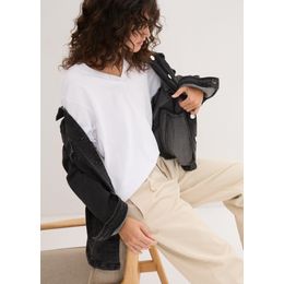bonprix Damen Longshirt "Weites Long-Shirt mit V-Ausschnitt, Kurzarm (5er Pack)", schwarz, Gr. 36, mehrfarbig, unifarben, Jersey, Obermaterial: 100%