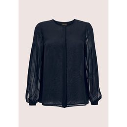 Madeleine Mode MADELEINE Damen Langarmbluse "Chiffonbluse Elegante Bluse mit plissiertem R&uuml;ckenteil", blau, Modern, Gr. 42, Obermaterial: 100% Polyester PES.,