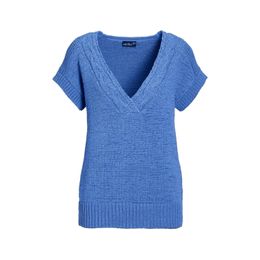 GOLDNER Damen Rundhalspullover "Kurzgr&ouml;&szlig;e Trageangenehmer Pullunder", blau, Gr. 23, Obermaterial: 60% Polyester PES. 40% Baumwolle CO., Pullover,