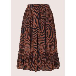 Madeleine Mode MADELEINE Damen Sommerrock "Faltenrock Midirock mit Zebra-Print", schwarz, Modern, Gr. 34, Obermaterial: 100% Viskose CV., R&ouml;cke, Zebra-Print