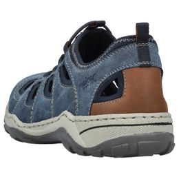 Rieker Herren Slipper, Gr. 47, blau, Lederimitat, Textil, unifarben mit Farbeinsatz, used, Schuhe, Trekking Schuh, Sandale, Sommerschuh mit