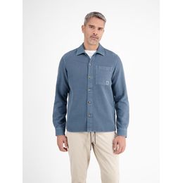 Lerros Herren Langarmhemd "Hemdjacke in kerniger Struktur", blau, Gr. S, 100% Baumwolle, Hemden