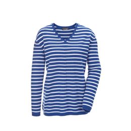 GOLDNER Damen Strickpullover "Kurzgr&ouml;&szlig;e Basicpullover mit V-Ausschnitt", blau, Gr. 22, Obermaterial: 100% Kaschmir WS., Pullover, Aufwendig in Form