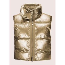 Madeleine Mode MADELEINE Damen Kurzweste "Steppweste Sommerweste mit Glanz-Finish", gold, Modern, Gr. 48, Obermaterial: 100% Polyamid PA., Westen, Wattierte