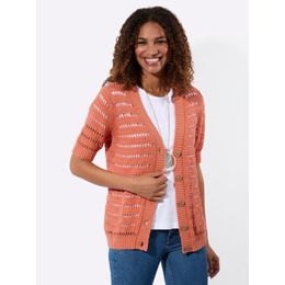 CR&Eacute;ATION L CREATION L Damen Ajourstrickjacke, orange, Gr. 38, 100% Baumwolle, Strickjacken