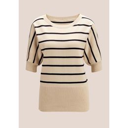 Madeleine Mode MADELEINE Damen Longpullover "Strickpullover Ringelpullover im maritimen Look", grau, Modern, Gr. 40, Obermaterial: 100% Baumwolle CO., Pullover,