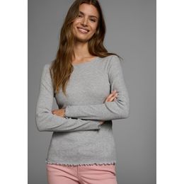 Flashlights Damen Langarmshirt, blau, Basic, Gr. 32, unifarben, Feinripp, Obermaterial: 100% Baumwolle. Obermaterial Melange: 95% Baumwolle, 5%