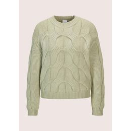 Madeleine Mode MADELEINE Damen Longpullover "Strickpullover Moderner Wollpullover mit Zopfmuster", gr&uuml;n, Modern, Gr. 36, Obermaterial: 90% Schurwolle WV. 10% Wolle