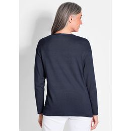 GOLDNER Damen Strickjacke "Kurzgr&ouml;&szlig;e Offene Strickjacke in Kurzform", blau, Gr. 23, Obermaterial: 60% Viskose CV. 40% Baumwolle CO., Strickjacken,