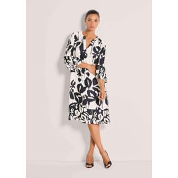 Madeleine Mode MADELEINE Damen Sommerkleid "Sommerkleid Druckkleid mit floralem Muster", schwarz-wei&szlig;, Modern, Gr. 36, Obermaterial: 100% Viskose CV., Kleider,