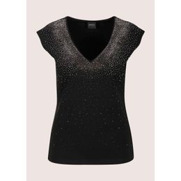 Madeleine Mode MADELEINE Damen Kurzarmshirt "Shirt Elegantes Shirt mit V-Ausschnitt, &auml;rmellos", schwarz, Modern, Gr. 40, Obermaterial: 70% Viskose CV. 20% Polyester