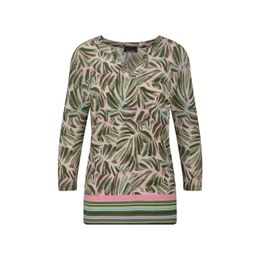 GOLDNER Damen Print-Shirt "Kurzgr&ouml;&szlig;e Jerseyshirt mit floralem Design", gr&uuml;n, Gr. 23, Obermaterial: 95% Viskose CV. 5% Elasthan EL., Shirts,