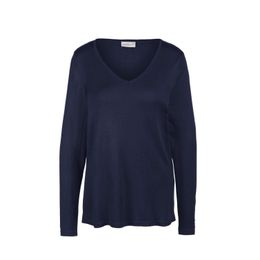 GOLDNER Damen Strickpullover "Kurzgr&ouml;&szlig;e Unkomplizierter Pullover mit V-Ausschnitt", blau, Gr. 23, Obermaterial: 100% Polyacryl PAN., Pullover, Ohne