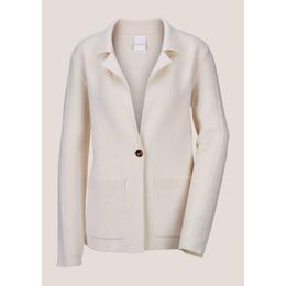 Madeleine Mode MADELEINE Damen Strickjacke "Strickblazer Strickjacke aus Merinowolle und Kaschmir", wei&szlig;, Modern, Gr. 36, Obermaterial: 90% Schurwolle WV. 10%