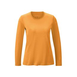 GOLDNER Damen Longpullover "T-Shirt mit Rundhals", orange, Gr. 48, Obermaterial: 92% Baumwolle CO. 8% Elasthan EL., Pullover, Ohne