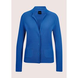 Madeleine Mode MADELEINE Damen Strickjacke "Strickblazer Sportiver Blazer mit Stehkragen", blau, Modern, Gr. 34, Obermaterial: 67% Viskose CV. 33% Polyamid PA.,