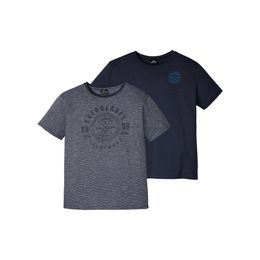 bonprix Herren T-Shirt, blau, Gr. 44, Obermaterial: 100% Baumwolle, Shirts, Regular Fit, Kurzarm-Design, mit modischem Druck