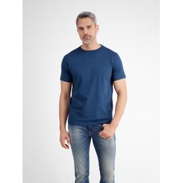 Lerros Herren T-Shirt "Basic T-Shirt mit Logostitck, unifarben"storm blau, Gr. M, 100% Baumwolle, Shirts, Herren T-Shirt, ohne Aufdruck, einfarbig,