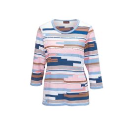 GOLDNER Damen Rundhalspullover "Kurzgr&ouml;&szlig;e Baumwollpullover mit grafischem Muster", bunt, Gr. 20, Obermaterial: 50% Baumwolle CO. 50% Polyacryl PAN.,