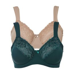 bonprix Damen Minimizer-BH "Minimizer-BH mit gepolsterten Tr&auml;gern (2er Pack)", Gr. 105, gr&uuml;n, Obermaterial: 80% Polyamid, 20% Elasthan. Futter: 90%