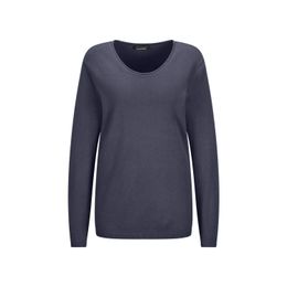 GOLDNER Damen Rundhalspullover "Edler Feinstrickpullover, V-Ausschnitt", blau, Gr. 38, Obermaterial: 60% Viskose CV. 40% Baumwolle CO., Pullover,