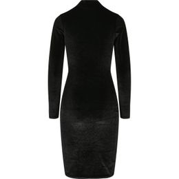 Urban Classics Damen Shirtkleid "Urban Classics Damen Ladies Velvet Turtle Neck Dress", schwarz, Gr. M, unifarben, 92% Polyester, 8% Elasthan, Kleider