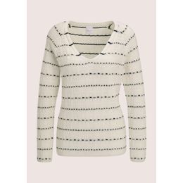 Madeleine Mode MADELEINE Damen Longpullover "Strickpullover Eleganter Wollpullover mit V-Ausschnitt", wei&szlig;, Modern, Gr. 34, Obermaterial: 100% Schurwolle WV.,