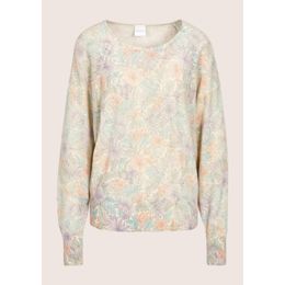 Madeleine Mode MADELEINE Damen Longpullover "Kaschmirpullover Druckpullover mit zartem Bl&uuml;tenmuster", wei&szlig;, Modern, Gr. 40, Obermaterial: 100% Kaschmir WS.,