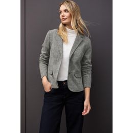Street One Damen Jackenblazerschwarz, Gr. 42, meliert, Web, Obermaterial: 61% Baumwolle, 37% Polyester, 2% Elasthan, Blazer, meliert, mit klassischem