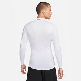 Nike Herren Trainingsshirt "M NP DF TIGHT LS MOCK", wei&szlig;, Gr. XXL, Obermaterial: 90% Polyester, 10% Elasthan, Shirts, schmal geschnitten,