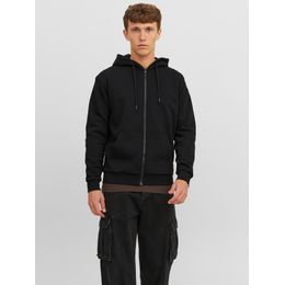 Jack & Jones JACK & JONES Herren Kapuzensweatjacke "JJEBRADLEY mit Kapuze, ideal f&uuml;r kalte Jahreszeit", schwarz, Gr. M, unifarben, angeraute Sweatware,