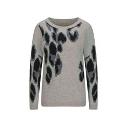 GOLDNER Damen Rundhalspullover "Kurzgr&ouml;&szlig;e Langarm Strickpullover im Leo-Design", grau, Modisch, Gr. 20, Obermaterial: 100% Kaschmir WS., Pullover,