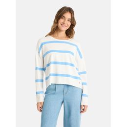 LIEBLINGSST&Uuml;CK Rundhalspullover LIEBLINGSST&Uuml;CK "MarciEP", Damen, Gr. XXL, skyblau, Strick, Obermaterial: 72% Viskose, 28% Polyester, gemustert, gestreift, mehrfarbig, h&uuml;ftlang, Rundhals, Rollsaum, Pullover Rundhalspullover, mit Streifen