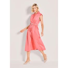 Madeleine Mode MADELEINE Damen Midikleid "Wickelkleid Sommerkleid mit G&uuml;rtel", pink, Modern, Gr. 48, Obermaterial: 100% Baumwolle CO., Kleider, Reverskragen im