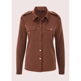 Madeleine Mode MADELEINE Damen Hemdbluse "Hemdbluse Jerseybluse mit Brusttaschen", braun, Modern, Gr. 34, Obermaterial: 97% Polyester PES. 3% Elasthan EL., Blusen,