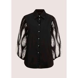 Madeleine Mode MADELEINE Damen Hemdbluse "Bluse Elegante Bluse mit Lochstickerei", schwarz, Modern, Gr. 40, Obermaterial: 100% Baumwolle CO., Blusen