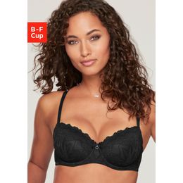 Lascana Damen Schalen-BH "Romea", Gr. 85, blau, Spitze, Obermaterial: 55% Polyamid, 38% Polyester, 7% Elasthan, BHs, mit B&uuml;gel & floraler Spitze,