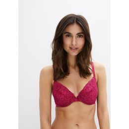 bonprix Damen Push-up-BH "Push-up-BH mit feiner Spitze (3er Pack)", Gr. 75, rosa, Spitze, Obermaterial: 86% Polyester, 14% Elasthan. Futter: 100%