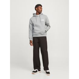 Jack & Jones JACK & JONES Herren Kapuzensweatshirt "JJECORP LOGO SWEAT HOOD NOOS", grau, Gr. S, bedruckt, angeraute Sweatware, Obermaterial: 70% Baumwolle, 30%