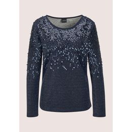 Madeleine Mode MADELEINE Damen Langarmshirt "Sweatshirt Glitzeroberteil mit funkelnden Details", blau, Modern, Gr. 34, Obermaterial: 60% Polyester PES. 24% Viskose